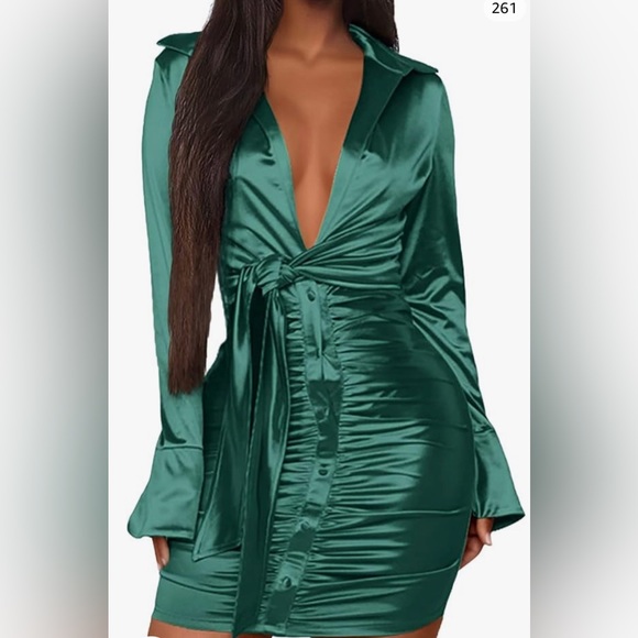 Amazon | Dresses | Sexy Emerald Green Long Sleeve Date Nightnight Out ...